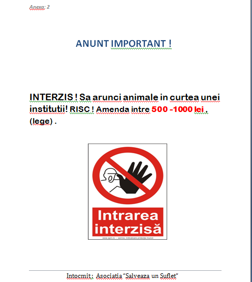 Interzis aruncarea animalelor in institutii cat si pe strada ...